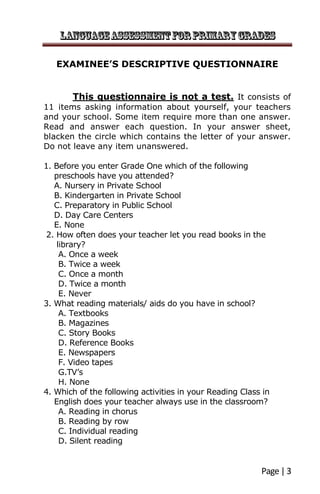 K to 12 Grade 3 LAPG DRY RUN - 2 with EDQ | PDF