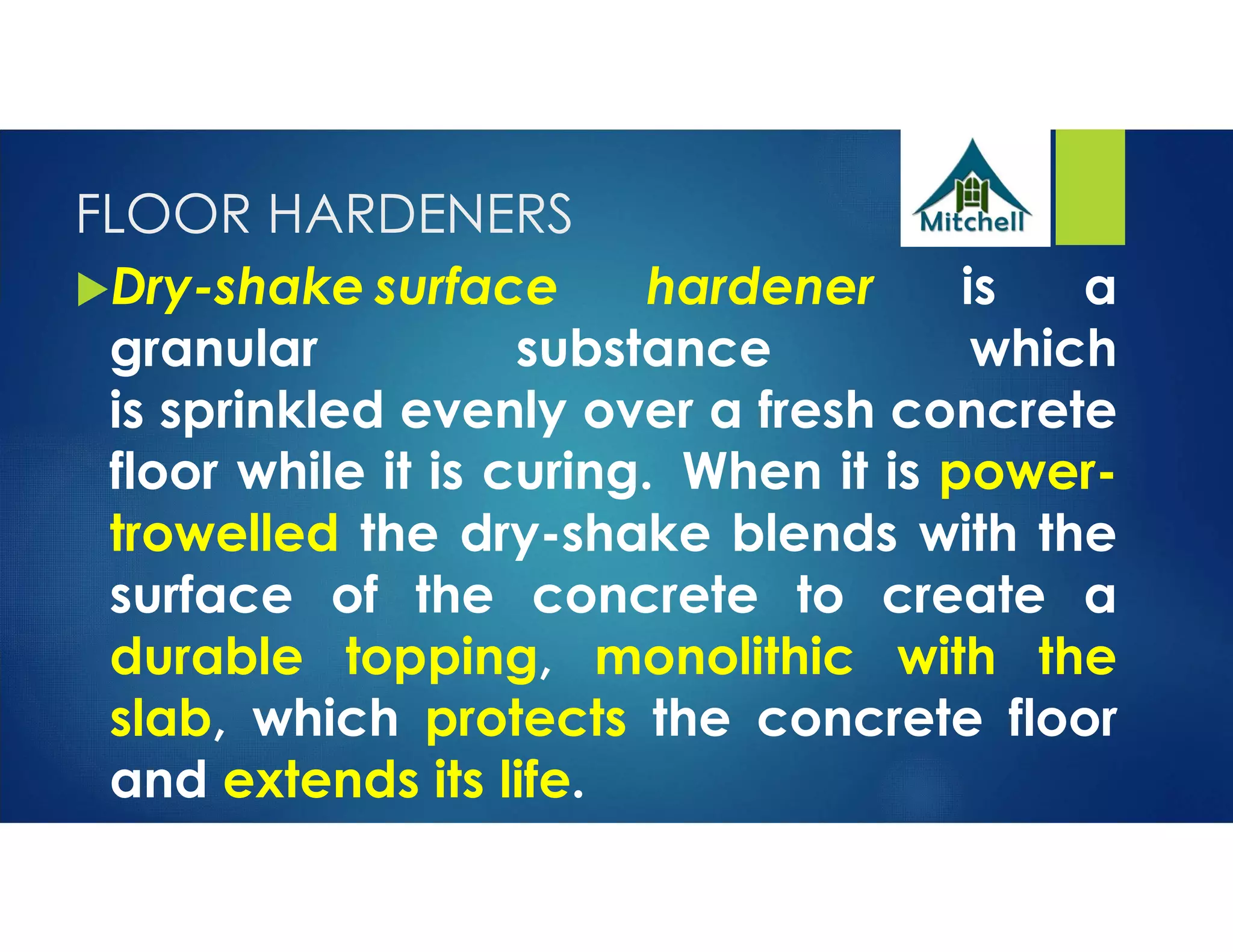 Dry shake floor hardeners | PDF