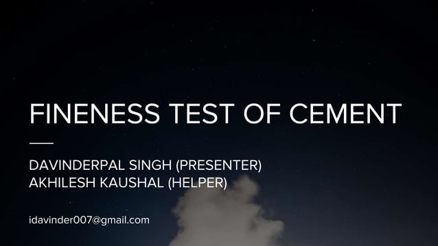 FINENESS TEST OF CEMENT (DRY SIEVING) | PPT