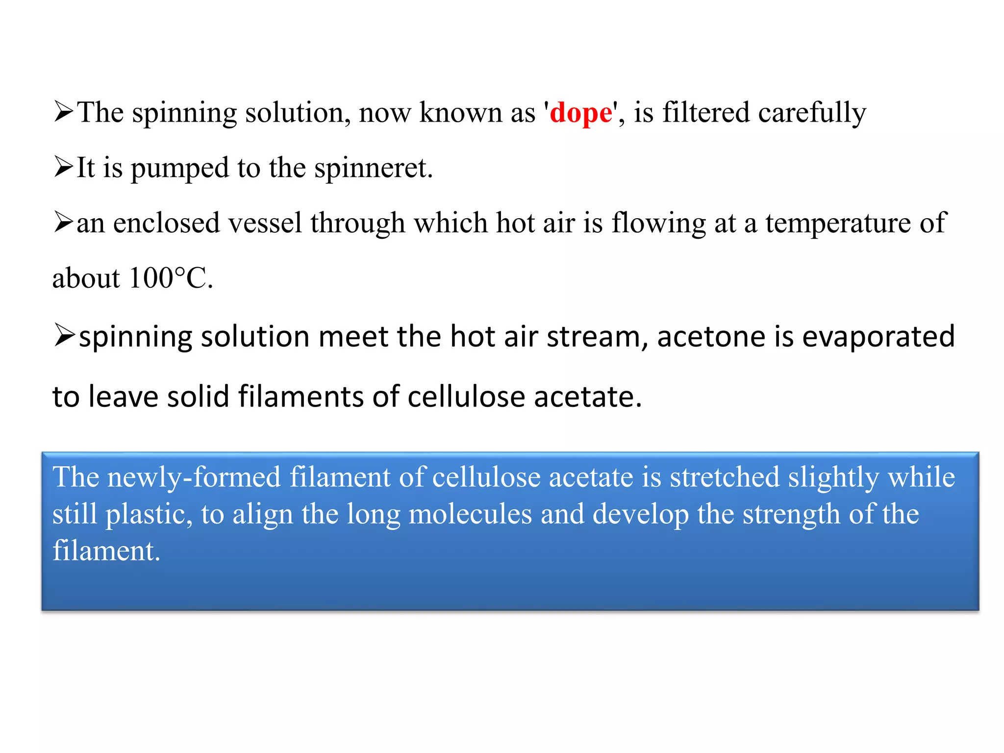 Cellulose Acetate Dry spinning method. | PPTX