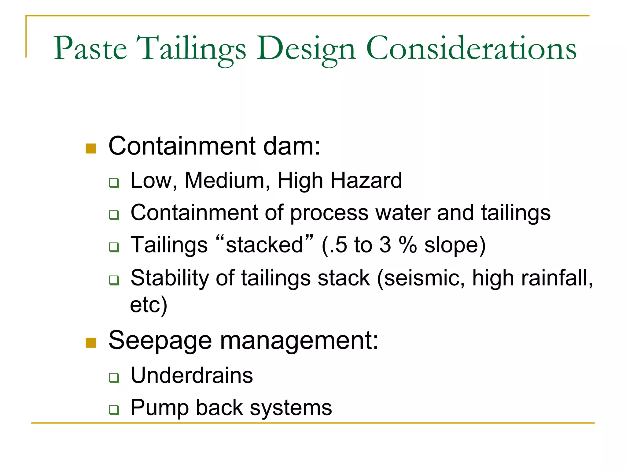 Dry Stack Tailings Overview | PDF