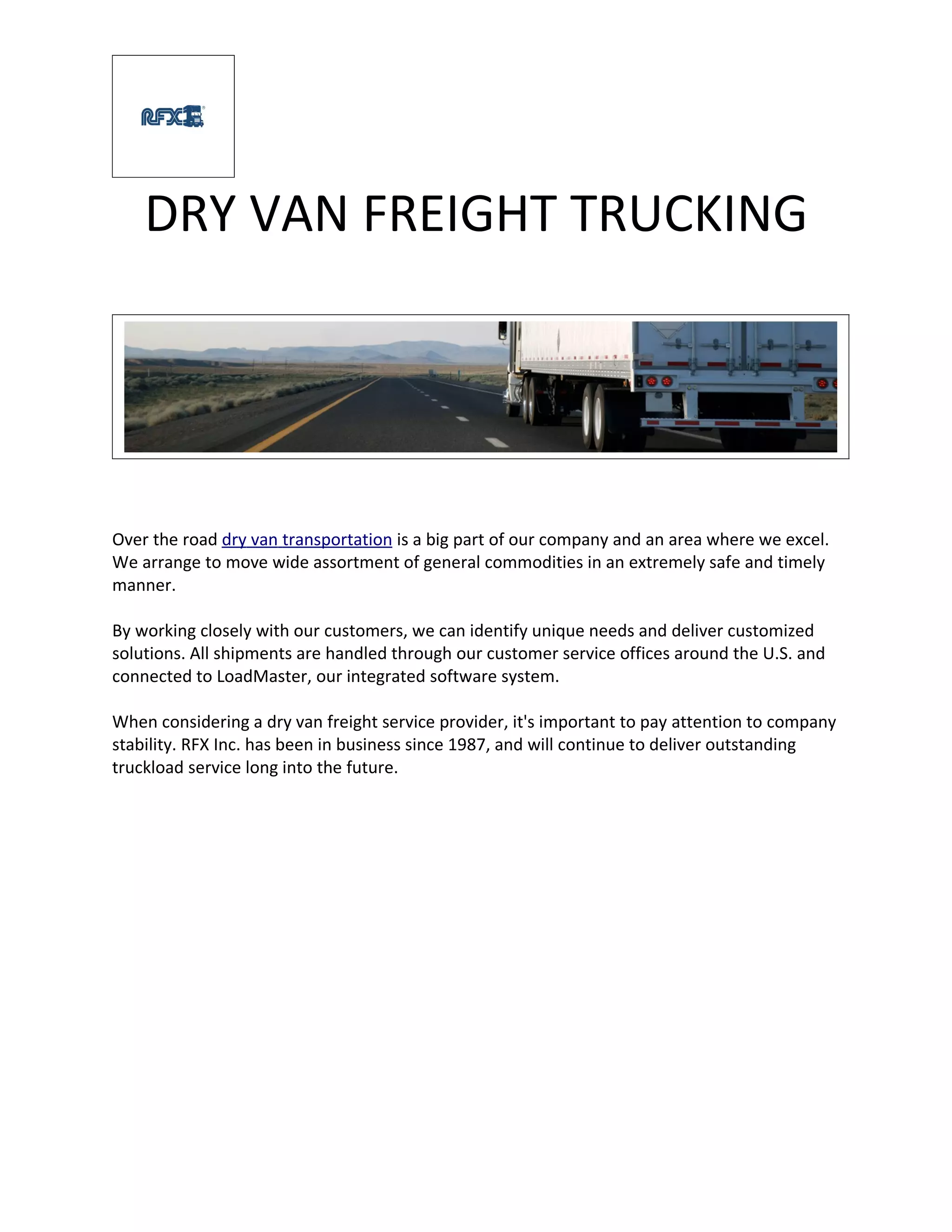 DRY VAN FREIGHT TRUCKING | DOC