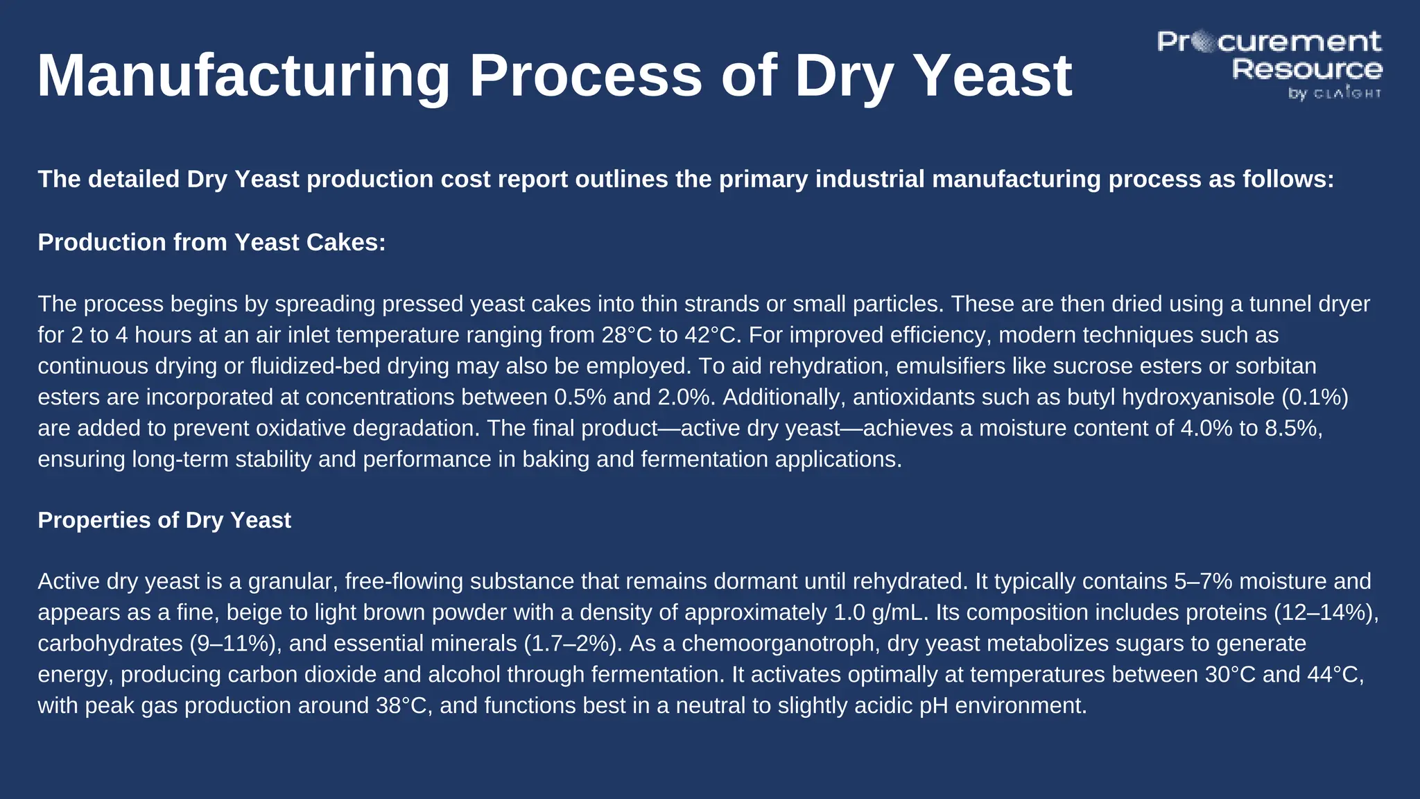 Latest Comprehensive Dry Yeast Production Cost Report | PDF