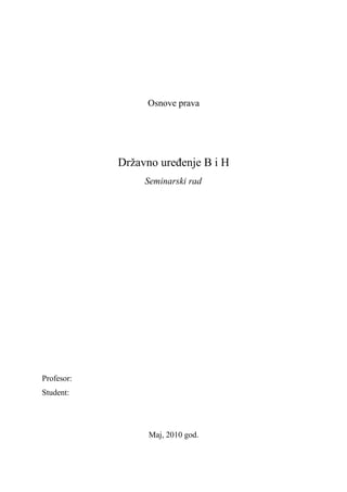 Drzavno uredjenje bih osnove prava | PDF