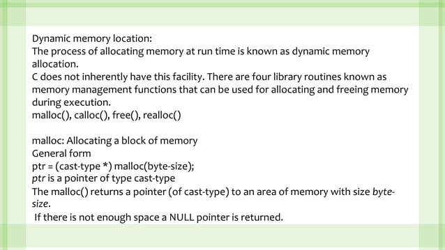 Dynamic memory allocation and linked lists | PPT Dynamic memory allocation and linked lists | PPT