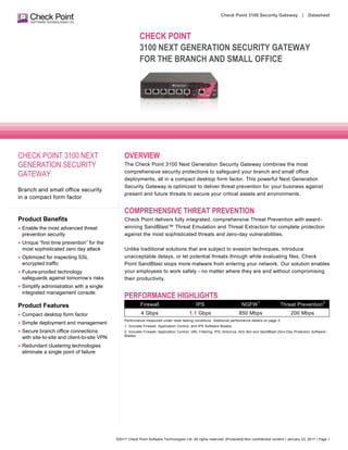 CHECK POINT 3100 NEXT GENERATION SECURITY GATEWAY FOR THE BRANCH AND ...