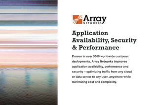 Array Networks - Application Availability, Security & Performance | PPT