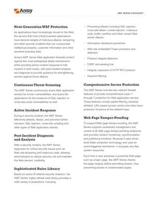 Web Application Firewall (WAF) Data Sheet - Array Networks | PDF