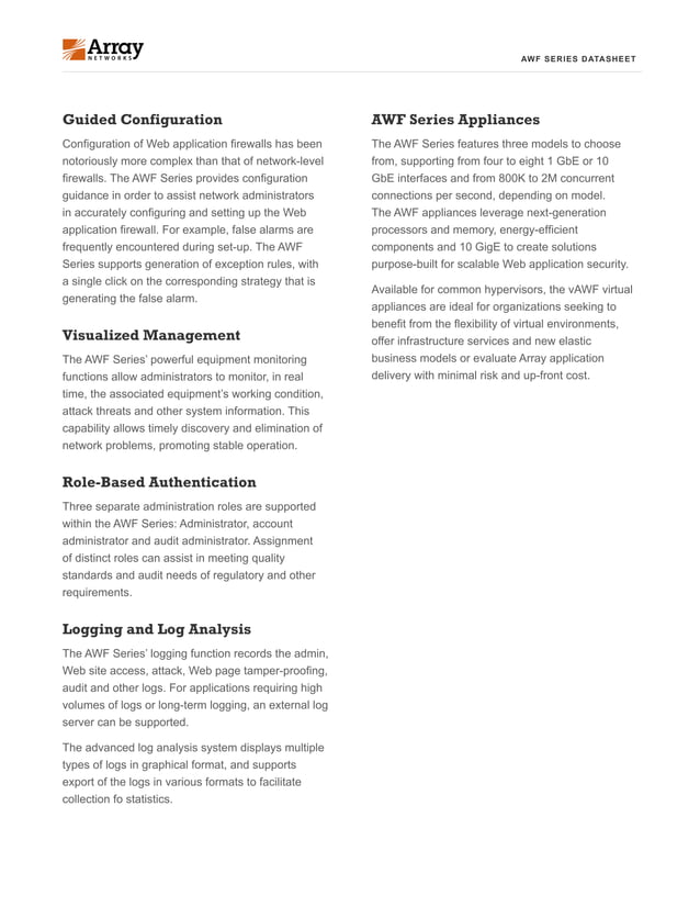 Web Application Firewall (WAF) Data Sheet - Array Networks | PDF | Internet | Computing