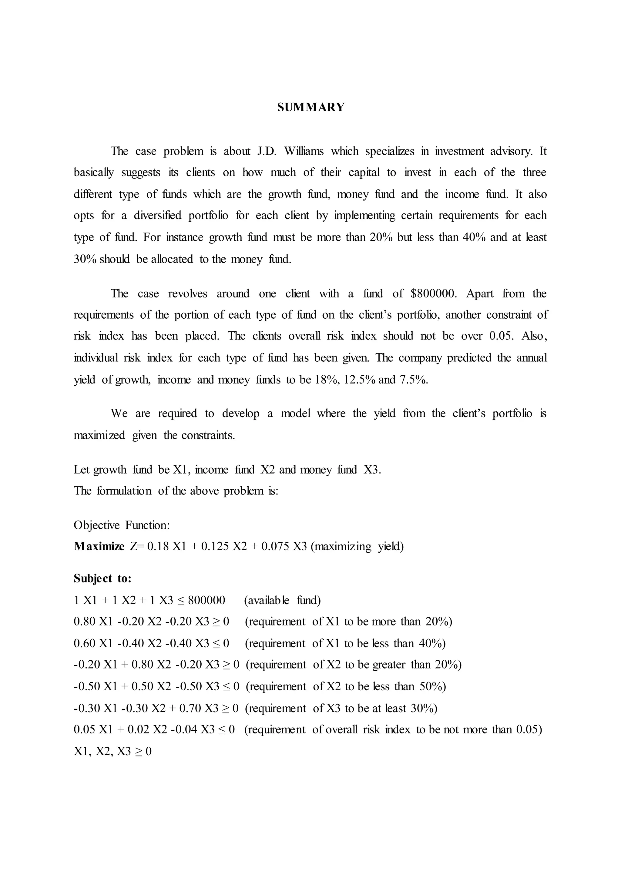 Investment Strategy Case Analysis (MGT 3050) | DOCX