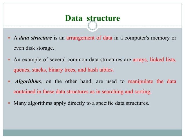 Data Structure Elementary Data Organization Ppt