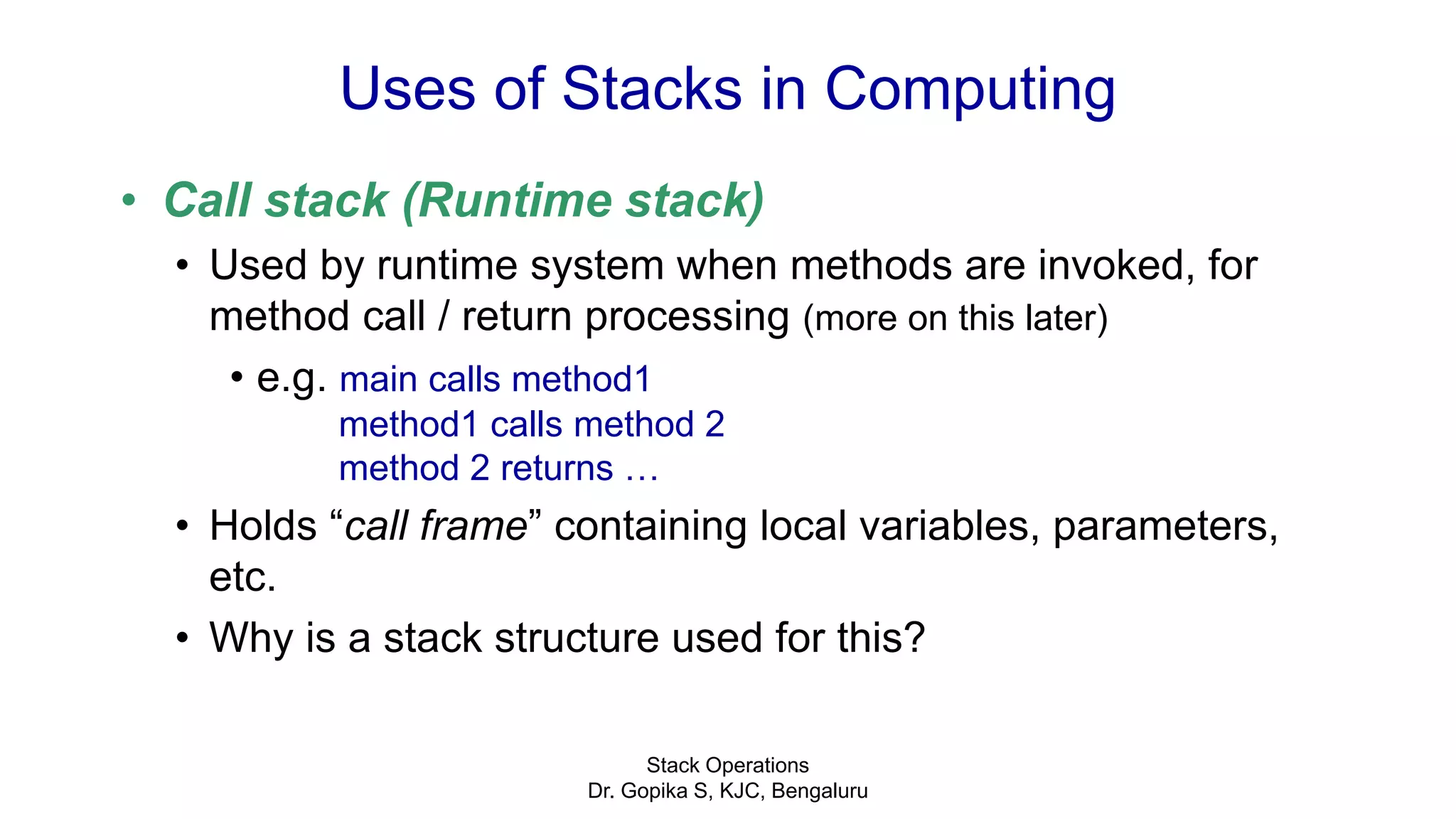 Data Structures Stack Operations Pptx Programming Languages Computing