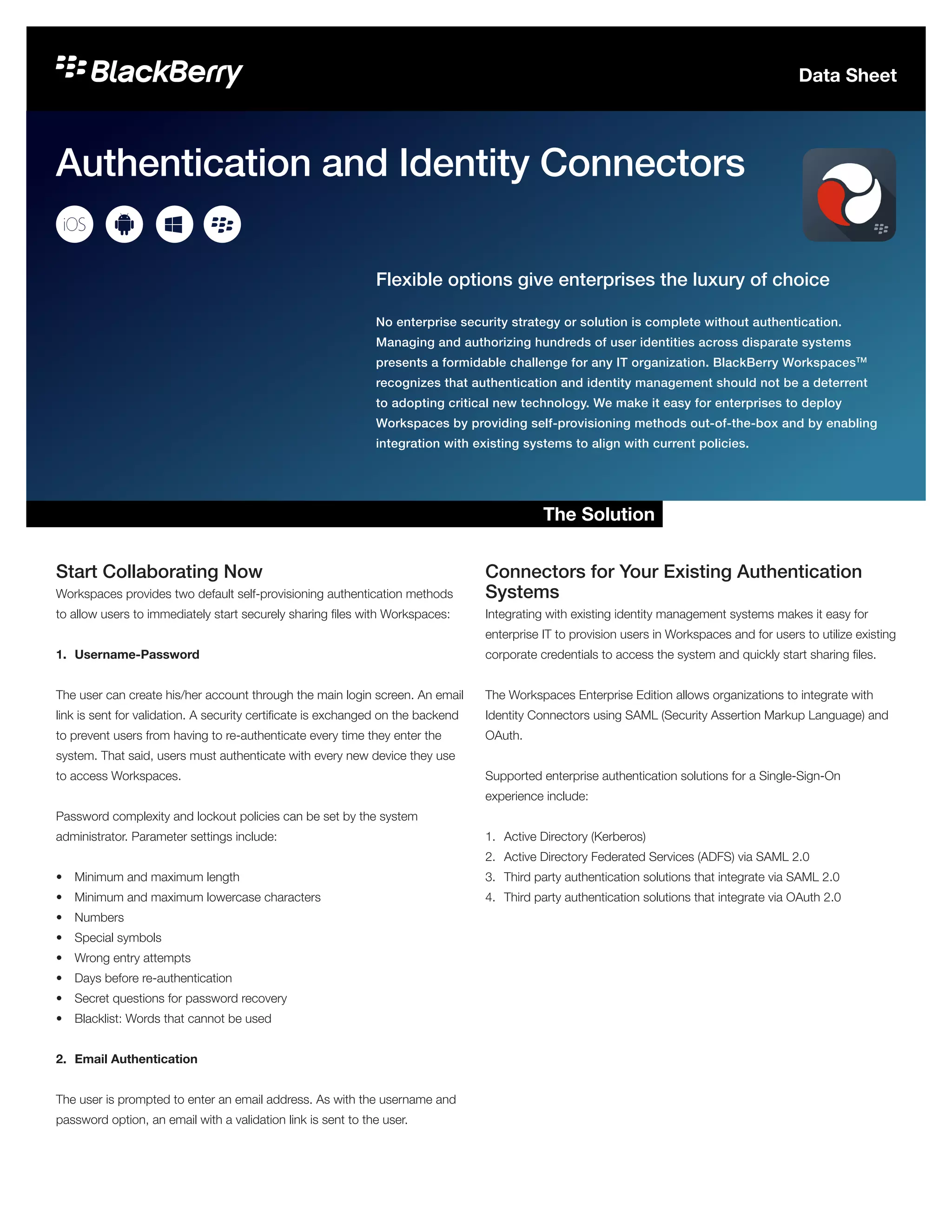 BlackBerry Workspaces: Authentication and Identity Connectors | PDF