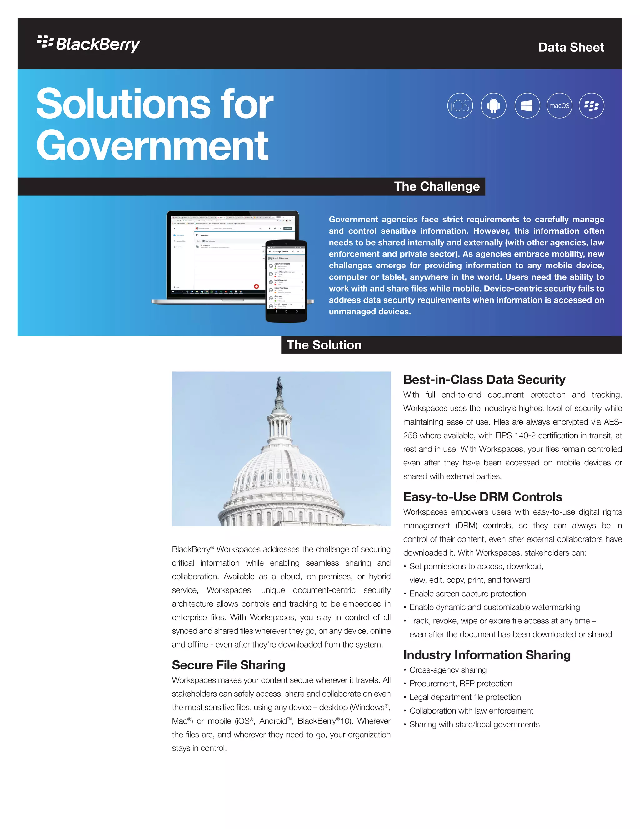 BlackBerry Workspaces: Solutions for Government | PDF