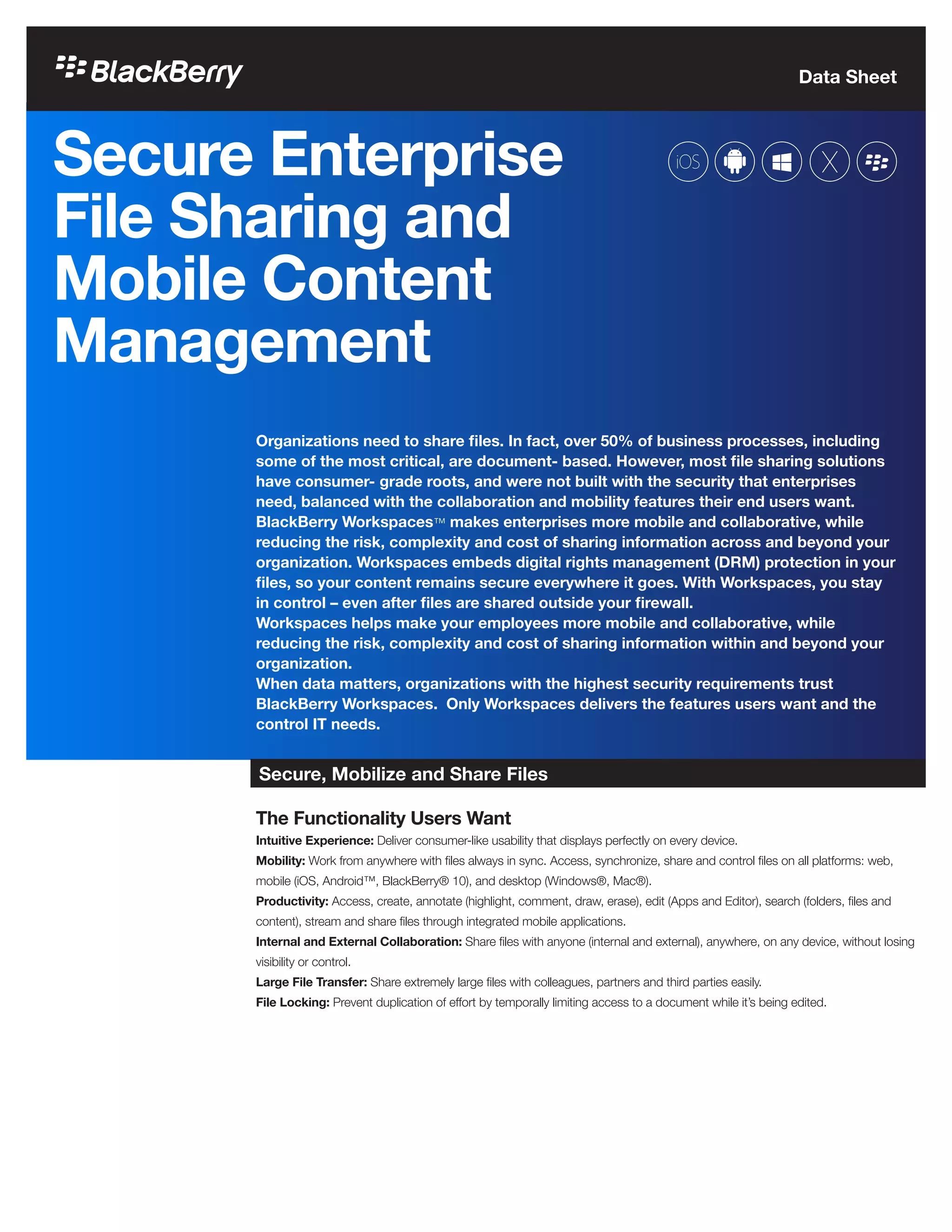 Secure Enterprise File Sharing and Mobile Content Management | PDF