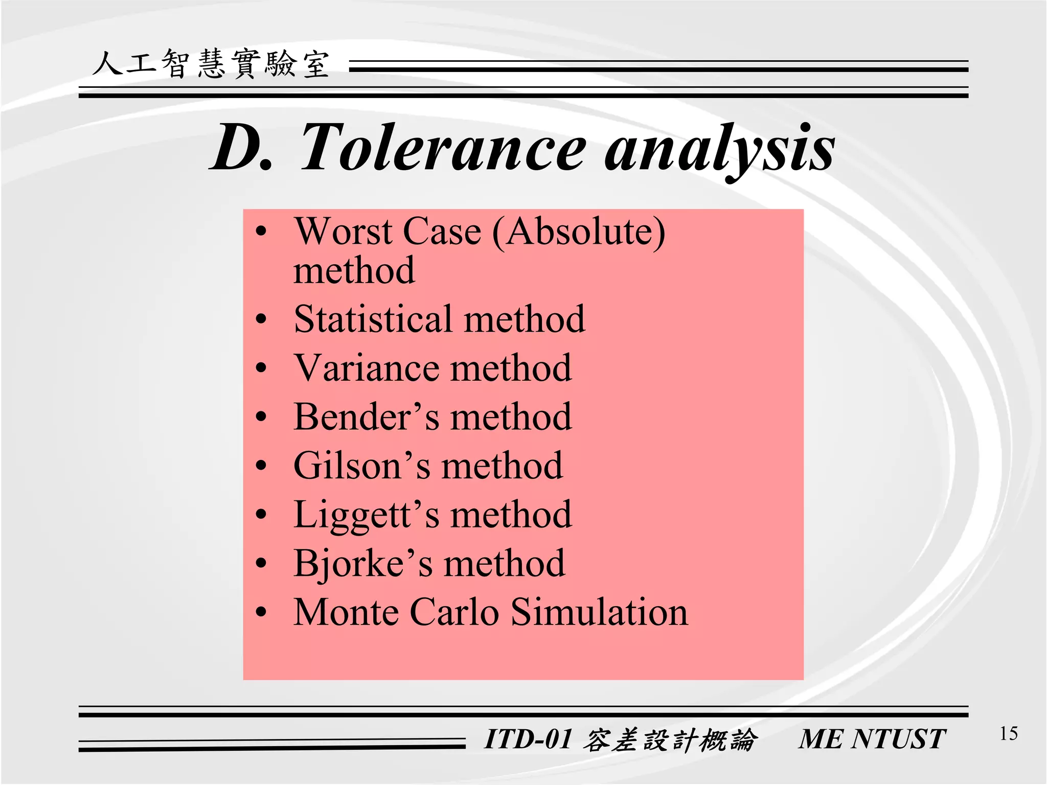 Ds 001 Introduction To Tolerance Design Itd 01 Ppt