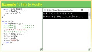 Data Structures and Agorithm: DS 08 Infix to Postfix.pptx | Programming Languages | Computing