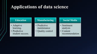 Data Science Introduction, Application of Data Science. | PPTX