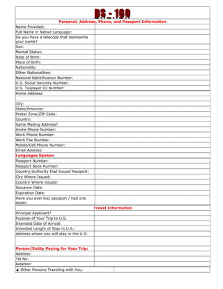 Ds 160 client form | DOC