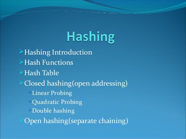 Data Structure and Algorithms Hashing