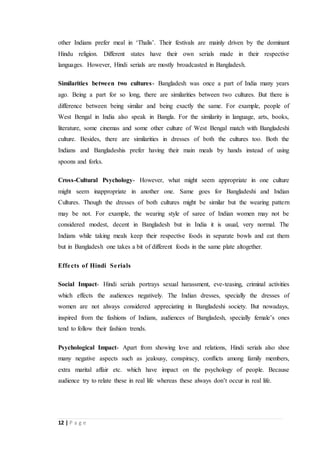 EFFECTS OF HINDI SERIALS ON BANGLADESHI | DOCX