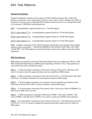 Ds1 test patterns | PDF
