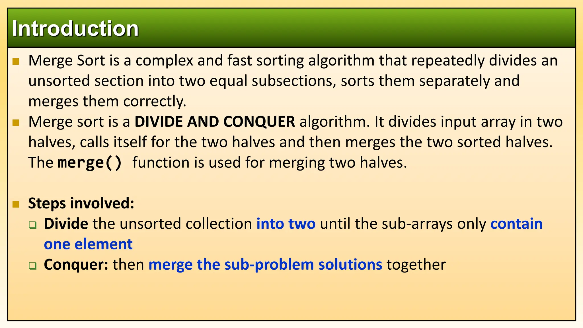 Data Structures and Agorithm: DS 20 Merge Sort.pptx | Computing | Technology & Computing