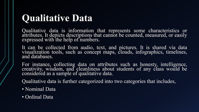 Different types of data. Qualitative, Quantitative, Ordinal, Nominal ...
