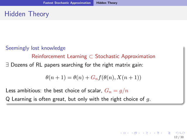 Reinforcement Learning: Hidden Theory and New Super-Fast Algorithms | PPT