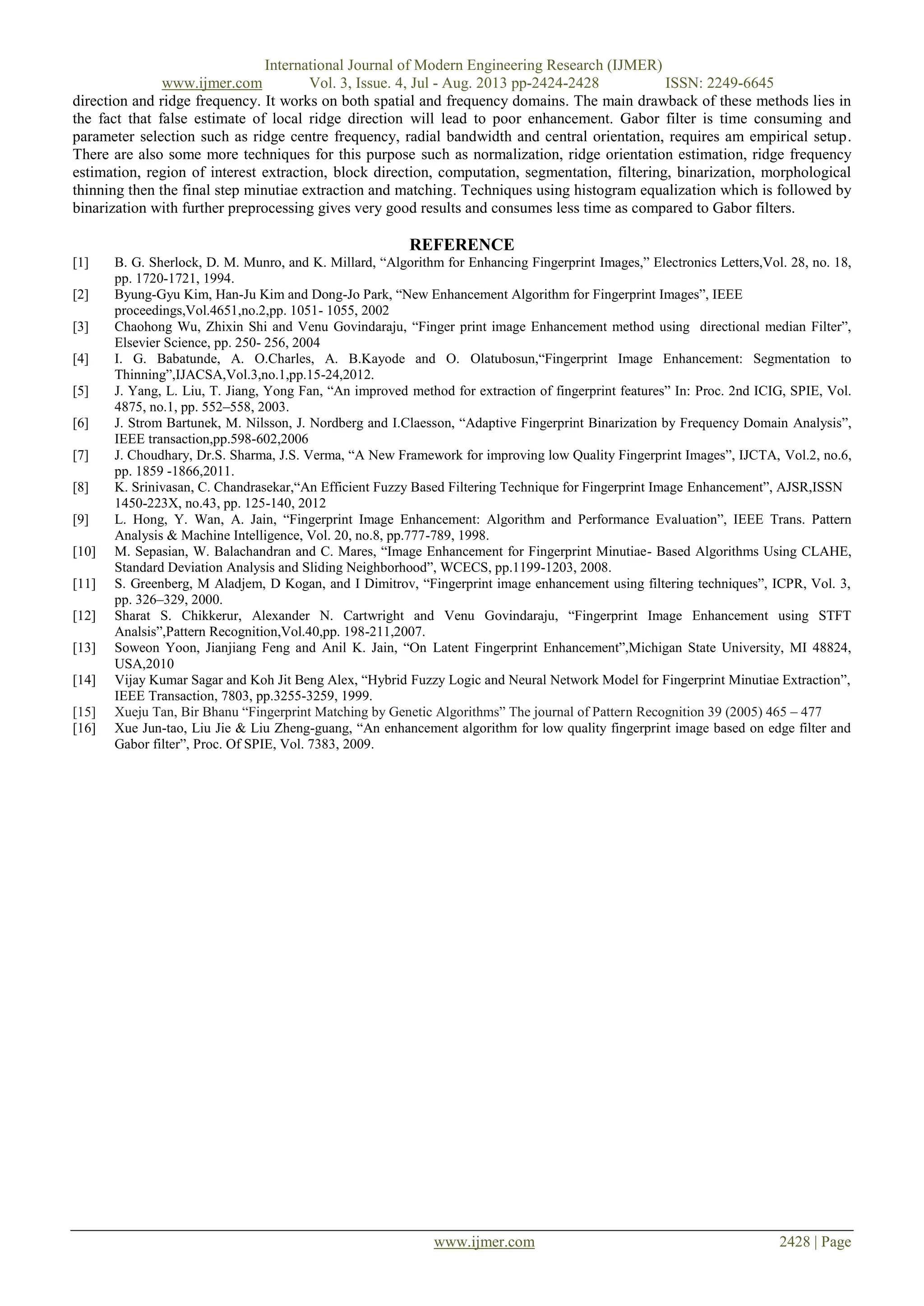 A Review Paper on Fingerprint Image Enhancement with Different Methods ...