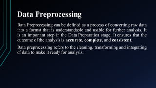 Data Science- Data Preprocessing, Data Cleaning. | PPTX