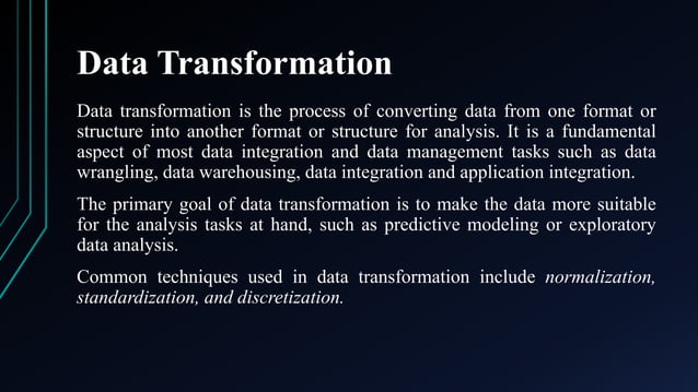 Data Preprocessing Data Transformation Scaling Normalization