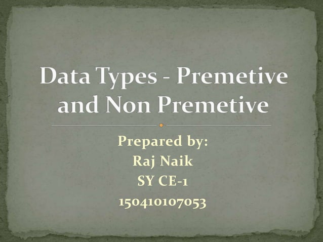 Data Types - Premetive and Non Premetive | PPTX | Programming Languages | Computing