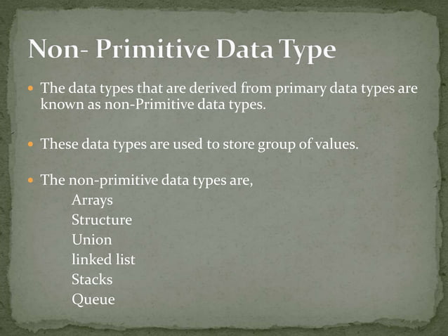 Data Types - Premetive and Non Premetive | PPTX | Programming Languages | Computing