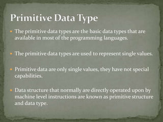 Data Types - Premetive and Non Premetive | PPT