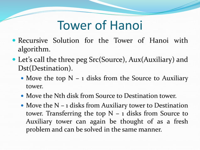 Data Structure And Algorithms The Tower Of Hanoi Ppt