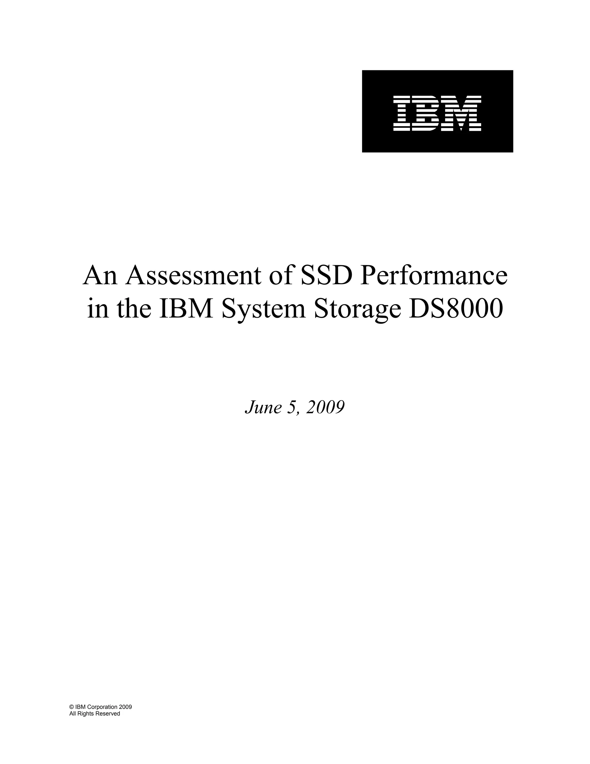 An Assessment of SSD Performance in the IBM System Storage DS8000 | PDF