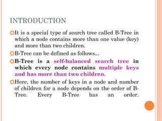 data structures and algorithms - introduction to B tree | PPTX