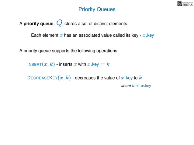 Shortest Paths Part 1: Priority Queues and Dijkstra's Algorithm | PPT