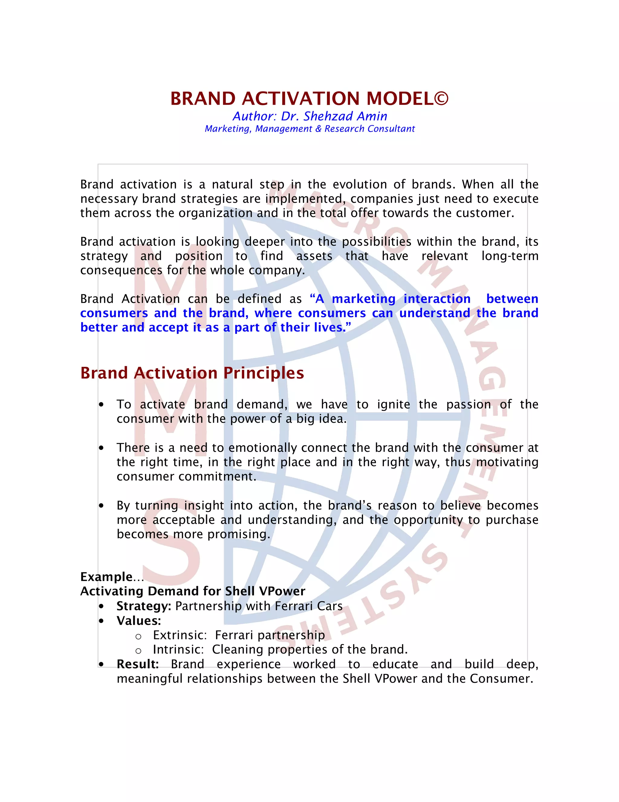 Dsa brand activation model how to measure your activation performance | PDF