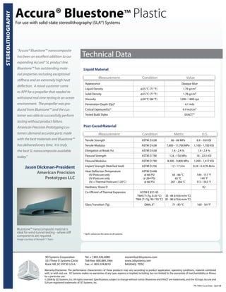 Accura Bluestone SLA Plastic material properties (EN) | PDF