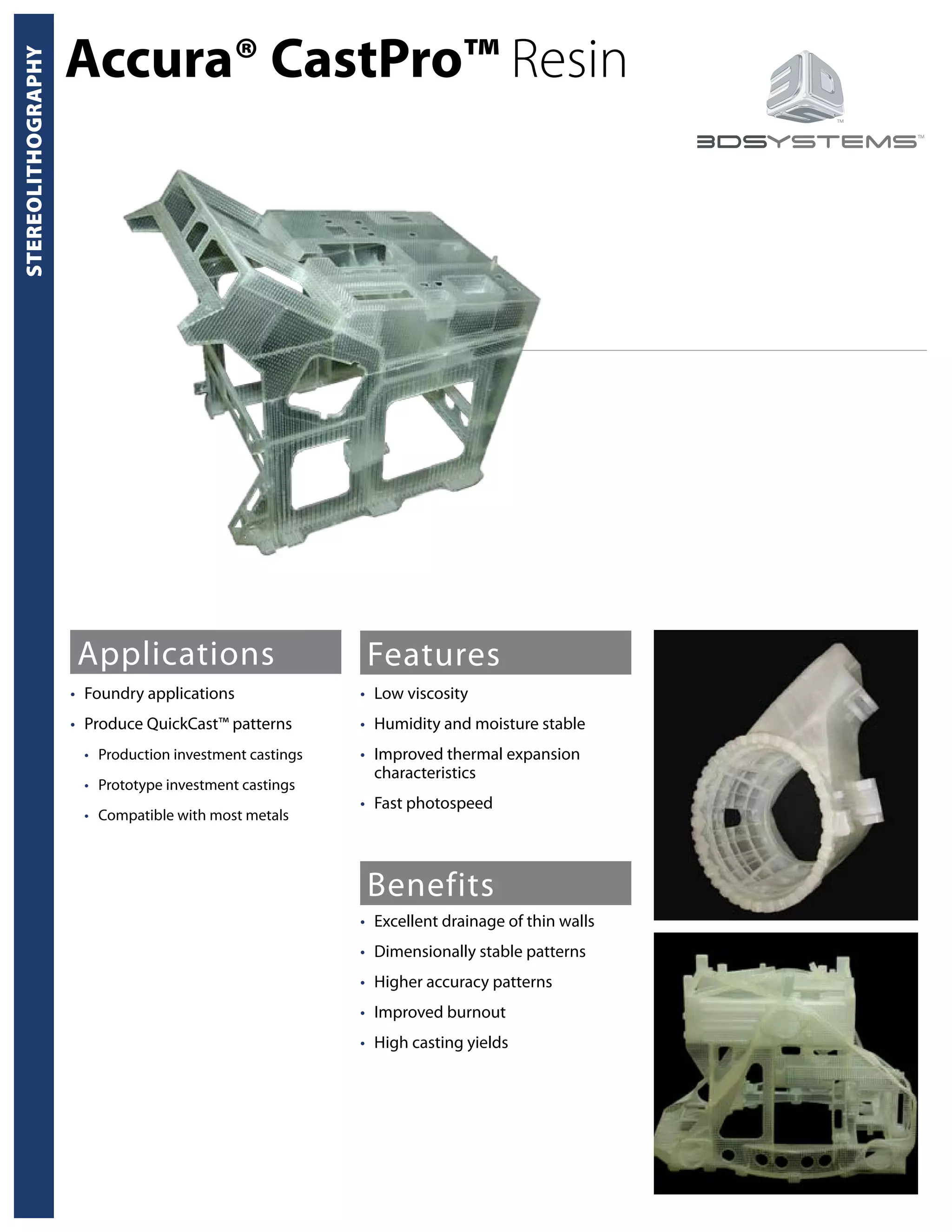 Accura CastPro SLA Resin material properties (EN) | PDF