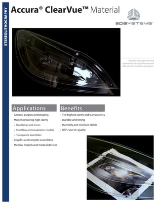 Accura ClearVue SLA material properties (EN) | PDF
