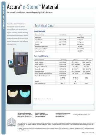 Accura e-Stone SLA material properties (EN) | PDF