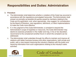 DSA Code of Conduct Responsibilities and Duties | PPT