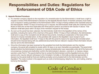 DSA Code of Conduct Responsibilities and Duties | PPT