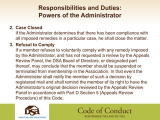 DSA Code of Conduct Responsibilities and Duties | PPT