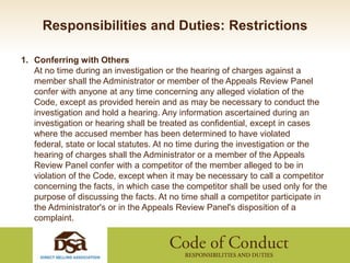 DSA Code of Conduct Responsibilities and Duties | PPT