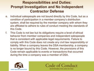 DSA Code of Conduct Responsibilities and Duties | PPT