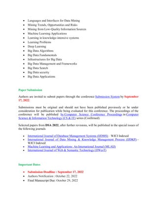 3rd International Conference on Data Science and Applications (DSA 2022 ...